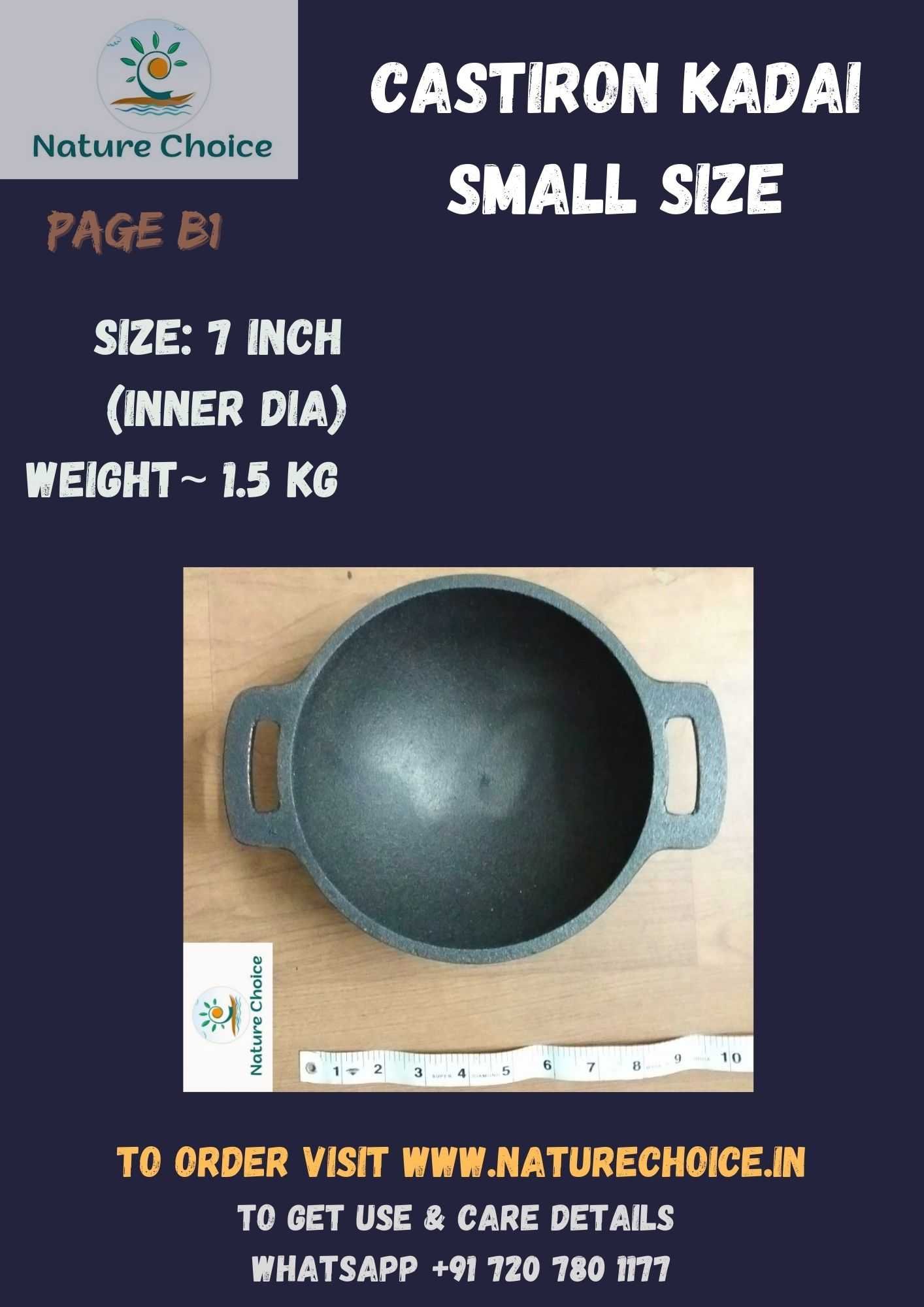 Cast Iron Kadai Small size Roundebase 7 inch - Nature Choice Enterprises